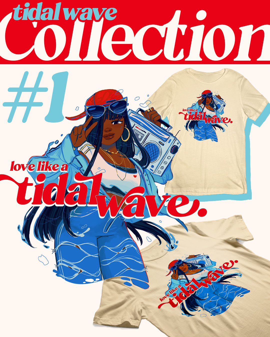 Boombox Tidal Wave Tee – GDBEE.ART